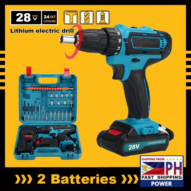 24PCS Cordless Drill Electric Drill Cordless Impact Drill Power Tools ...