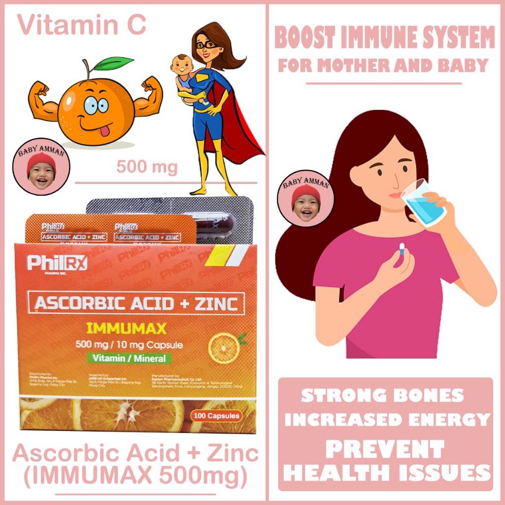 Pregnancy Essentials IMMUMAX Ascorbic Acid + Zinnc Vitamin C 100 ...