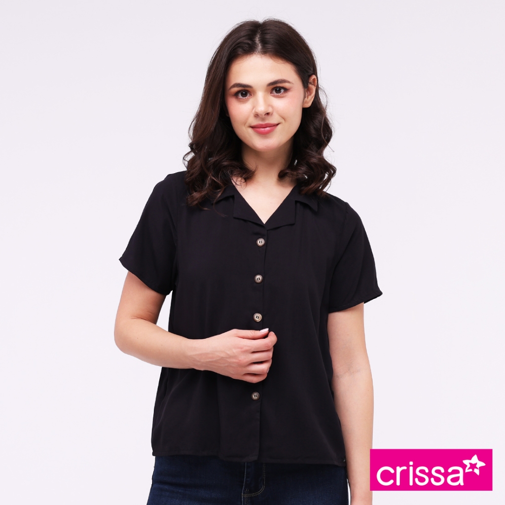Crissa Woven Plain Rayon Short Sleeves Blouse CSLT18-0101 | Shopee ...