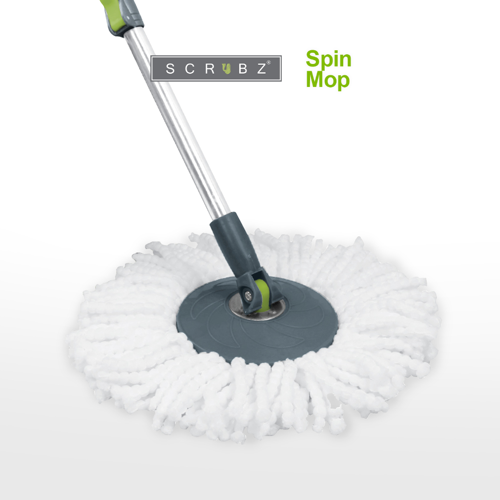 SCRUBZ Stainless Steel Spin Mop 14x112-128cm Microfiber 360ᴼ | Easy ...