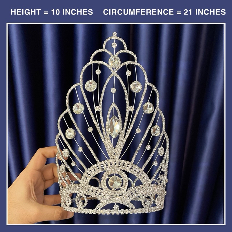 PAGEANT CROWNS - 10 INCHES ELEGANT SILVER PAGEANT CROWN | Shopee ...