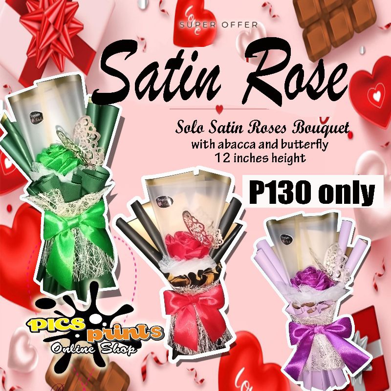 Satin Flower Bouquet w/ abacca and butterfly (single) | Shopee Philippines