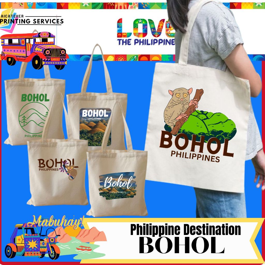 Bohol Philippines Design High Quality Canvas Tote Bags Katsa | Shopee ...