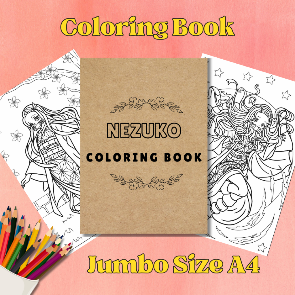 Nezuko Coloring Book Jumbo Size A4 | Shopee Philippines