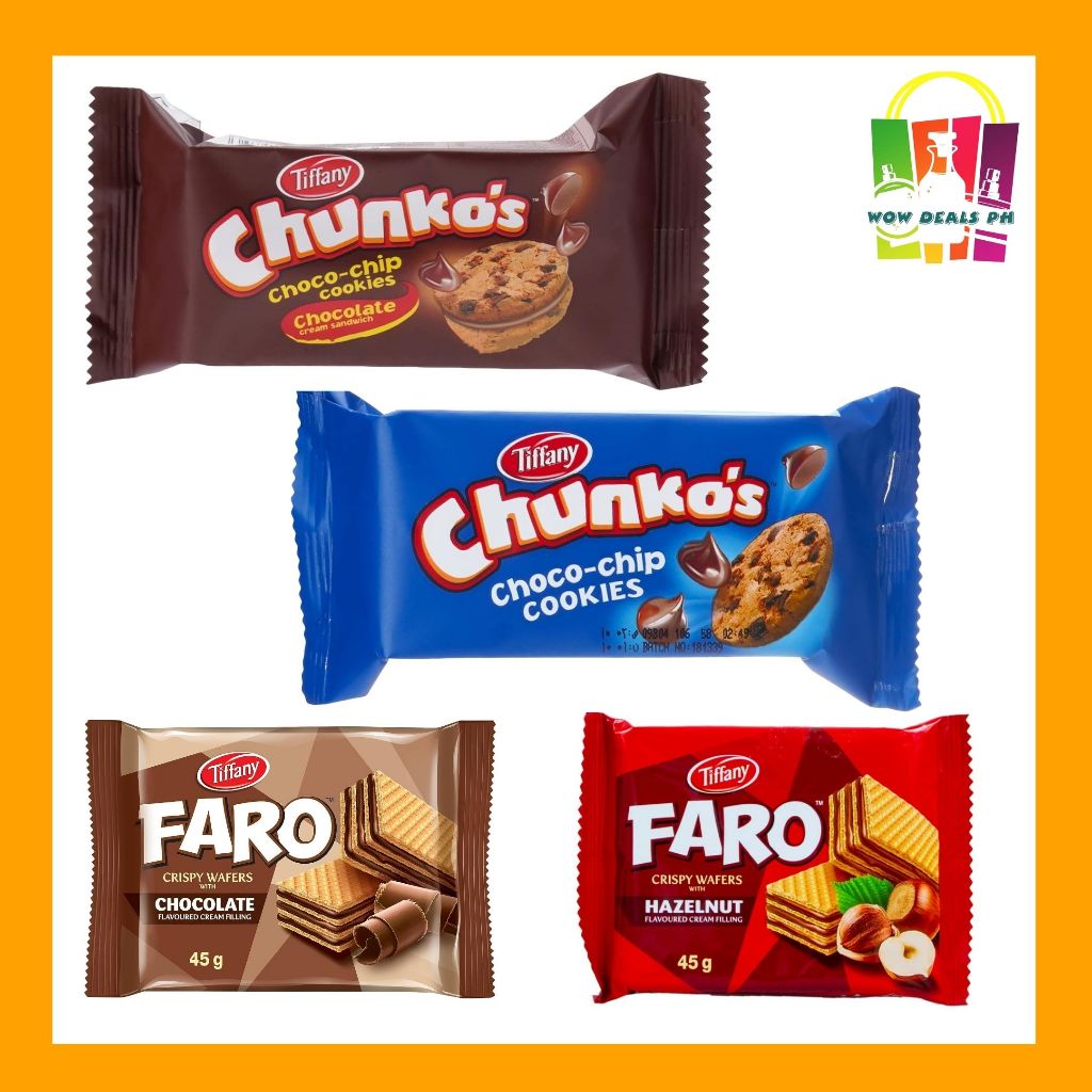 Tiffany Chunko's Choco Chip Chocolate 43g / Faro, Crispy Wafers 45g ...