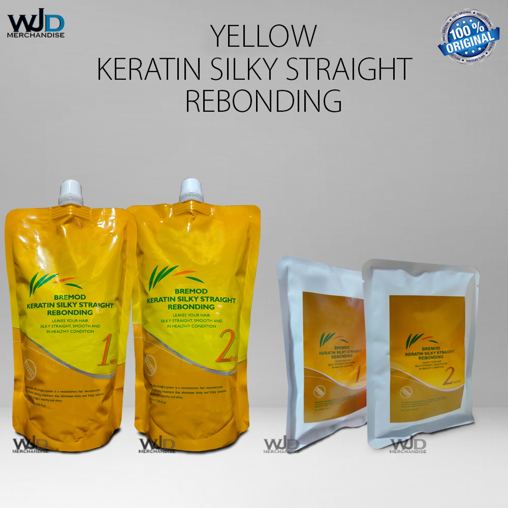 Rebonding Hair Silky Straightening with Keratin 800ml & 150ml Yellow ...