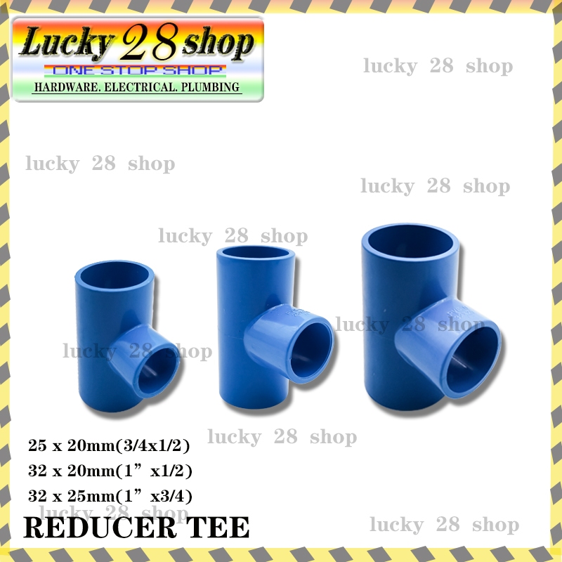PVC BLUE TEE REDUCER FITTING (3/4"x1/2" , 1"x1/2", 1"x3/4") | Shopee ...