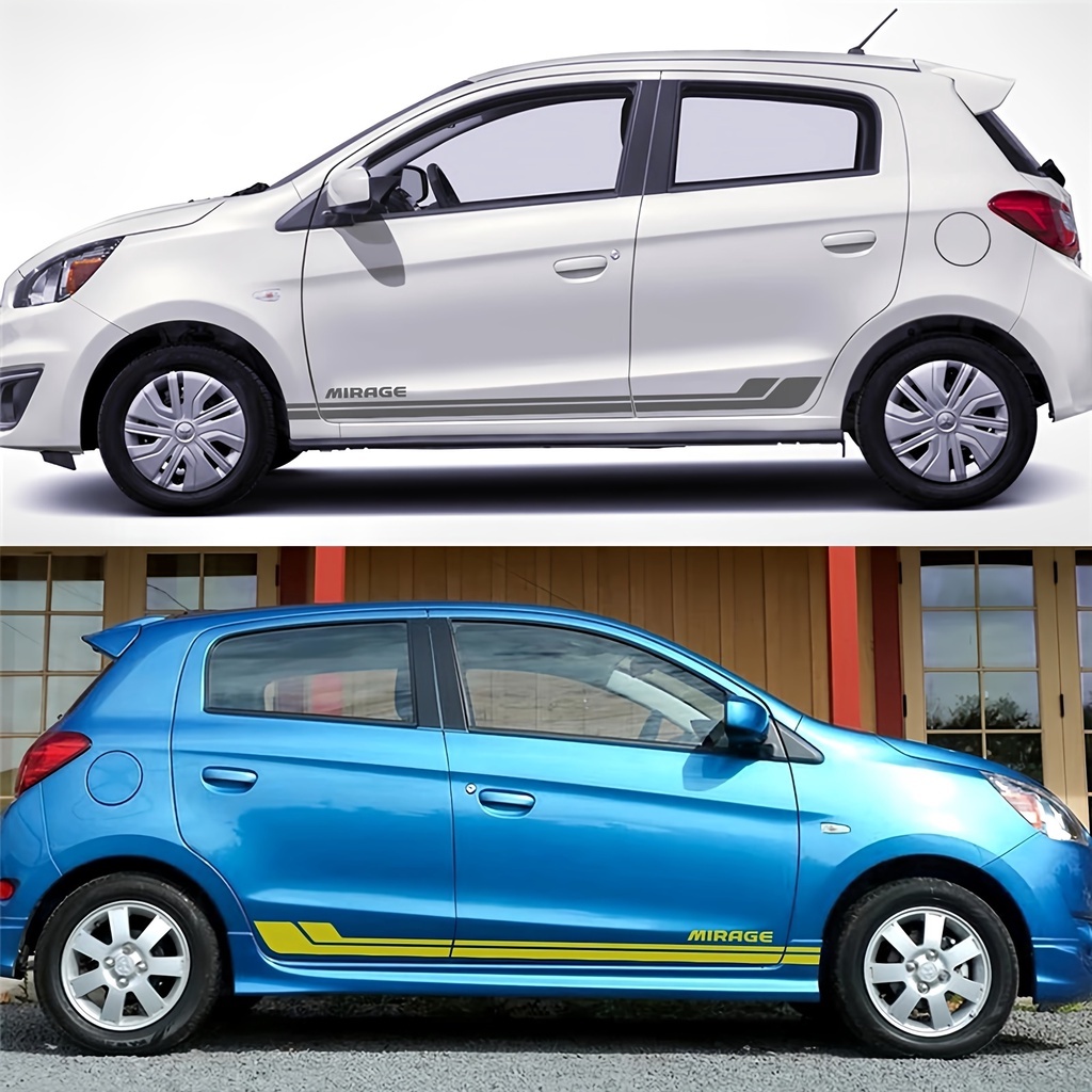 卐√ 2PCS Car Door Side Skirt Stripes Stickers For Mitsubishi mirage ...