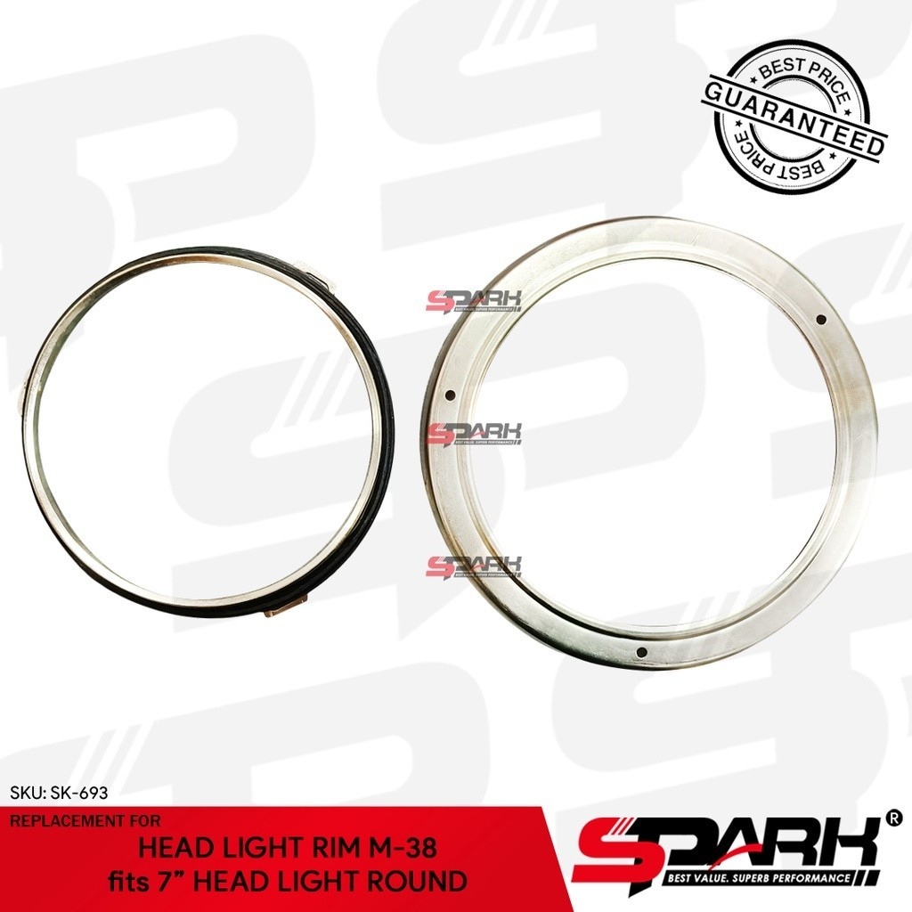 7" Head Light Sealed Beam Round Chromed Head Lamp Rim Head Light Rim M ...