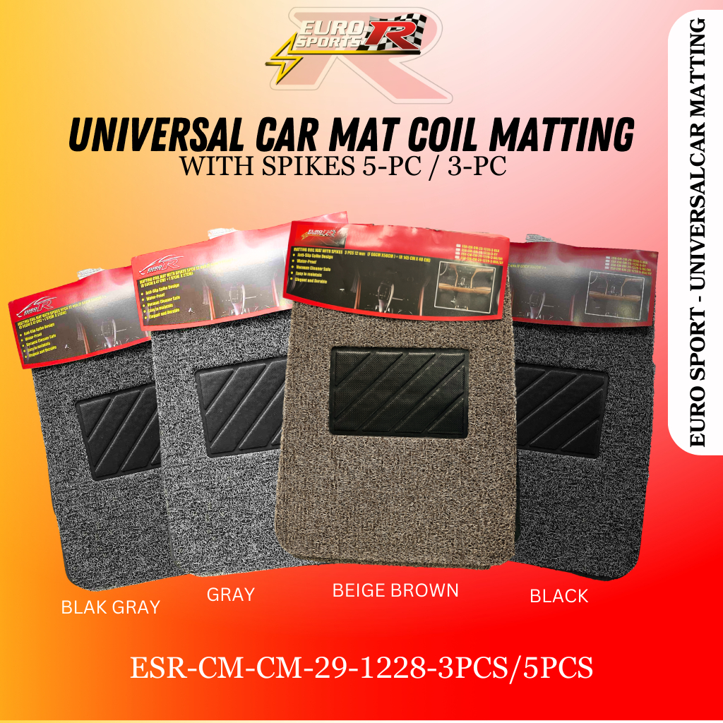 Euro sports R Universal Car Mat Coil Matting With Spikes 5-pc/3-pc ...