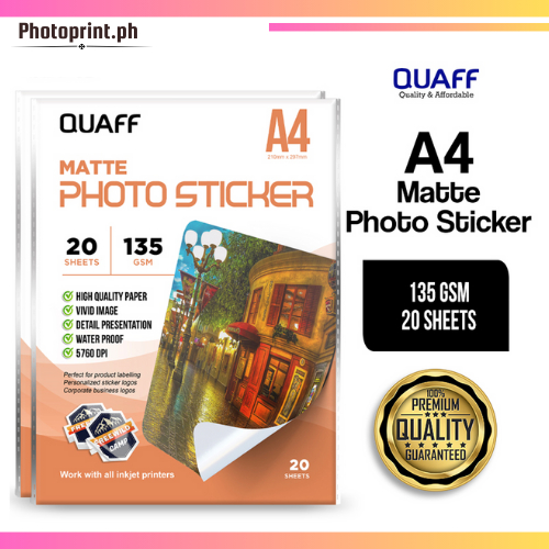 QUAFF Photo Sticker Matte A4 Size 135gsm (20sheets per pack) | Shopee ...