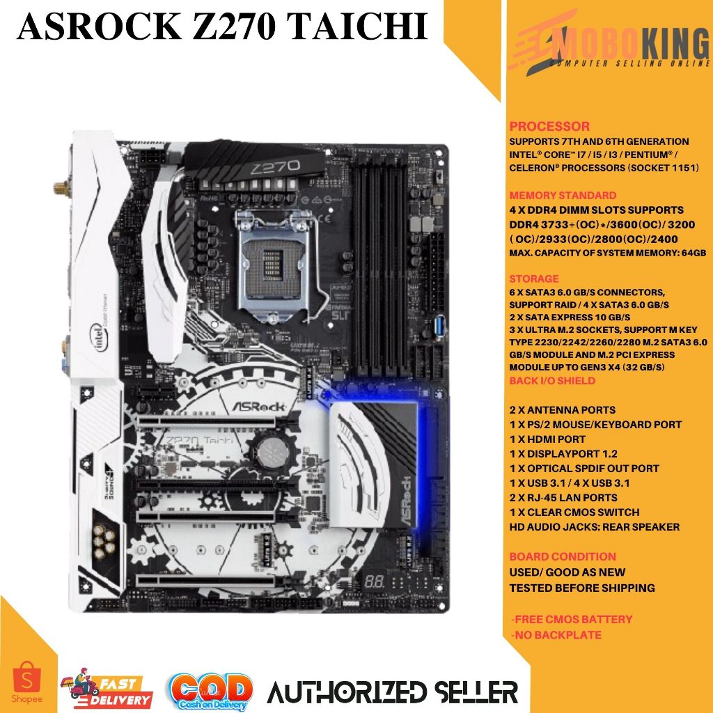 ASROCK Z270 TAICHI 7th 6th Desktop Motherboard Z270 Socket LGA 1151 i3 ...