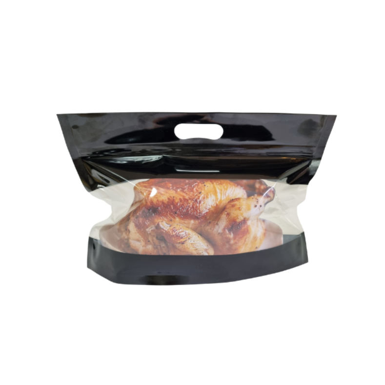 100pcs Black Roasted Chicken Bag Ziplock and Handle / Plastic Packaging ...