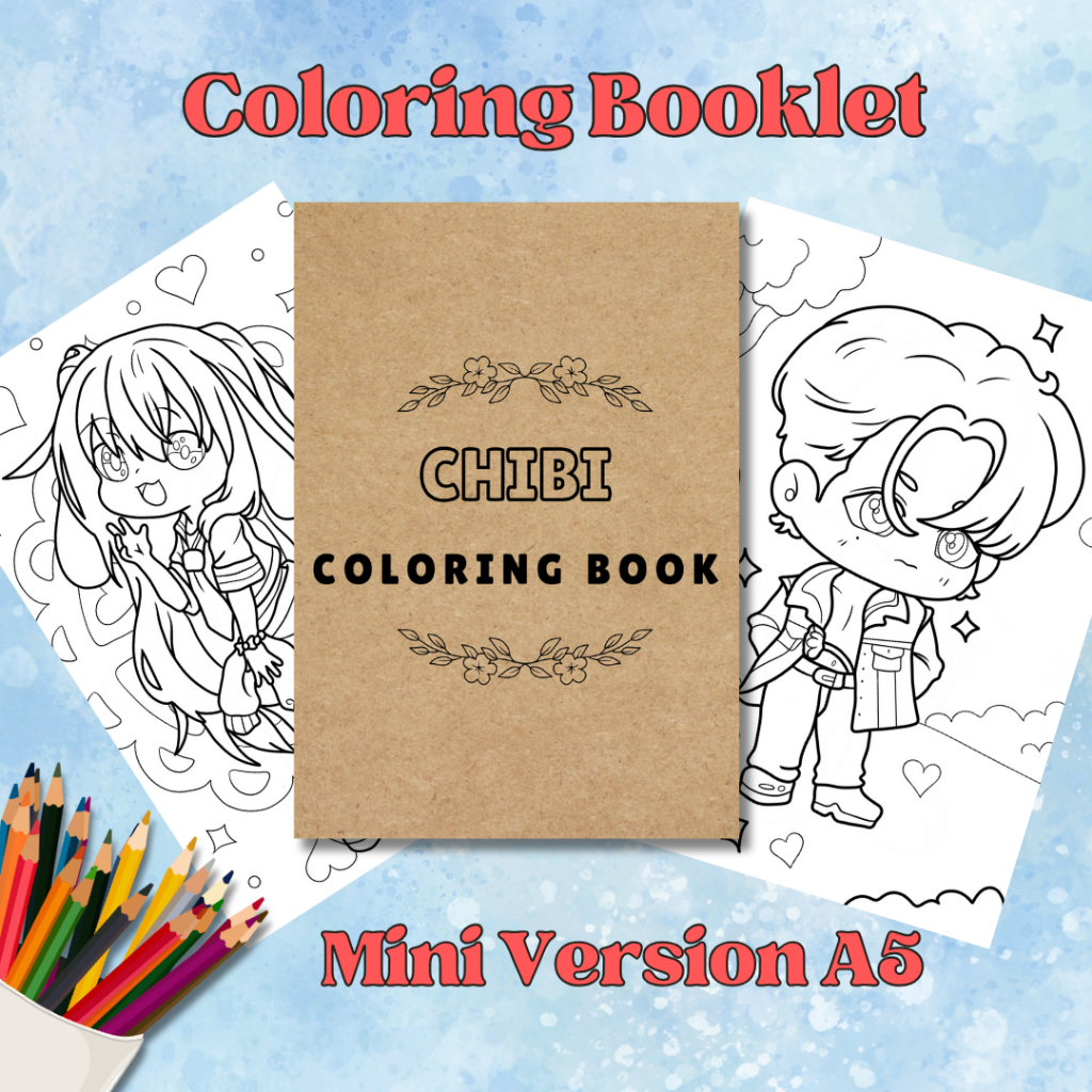 Chibi Coloring Book Mini Version Size A5 Adult Coloring Kids Coloring ...