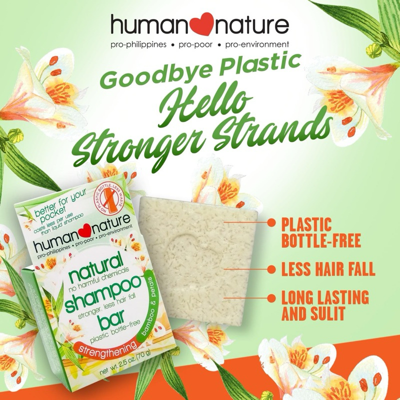 Human Nature Natural Strengthening Shampoo Bar Bamboo & Petals | Shopee ...