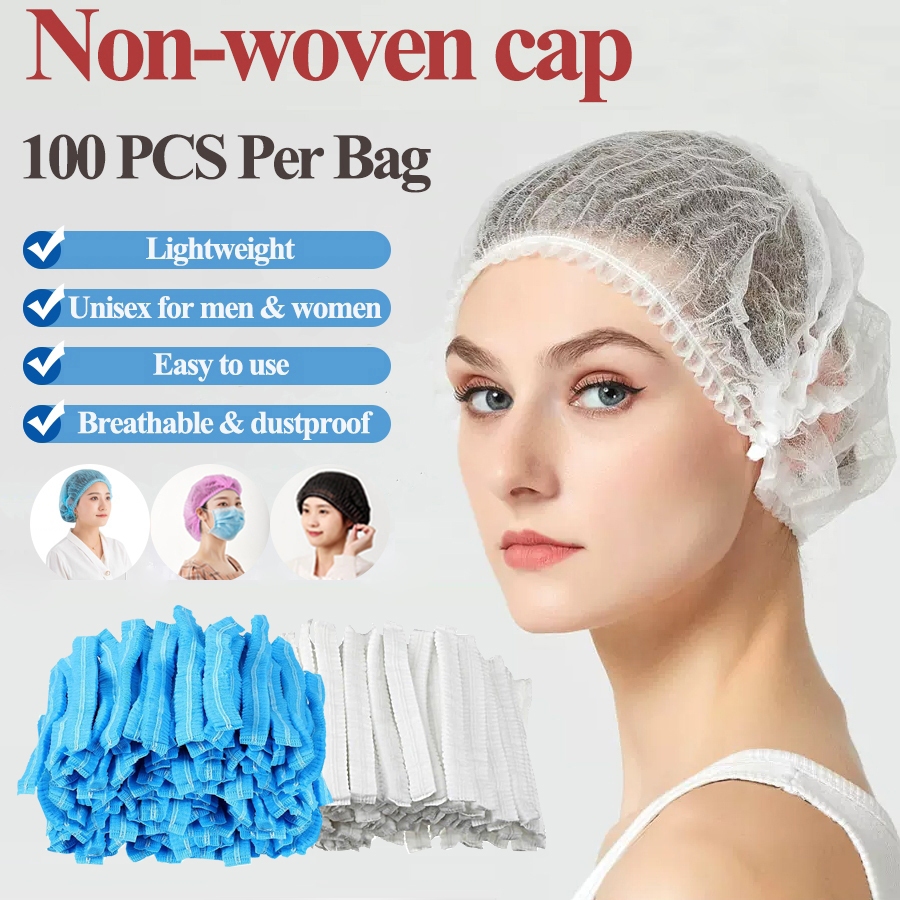 21INCH Disposable Hair Head Cover Cap Net Non Woven Cap Universal Size ...