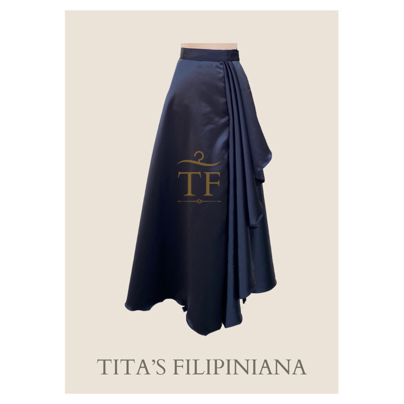 Katie Croptop Two Tone Modern Filipiniana and Overlap Skirt Black ...