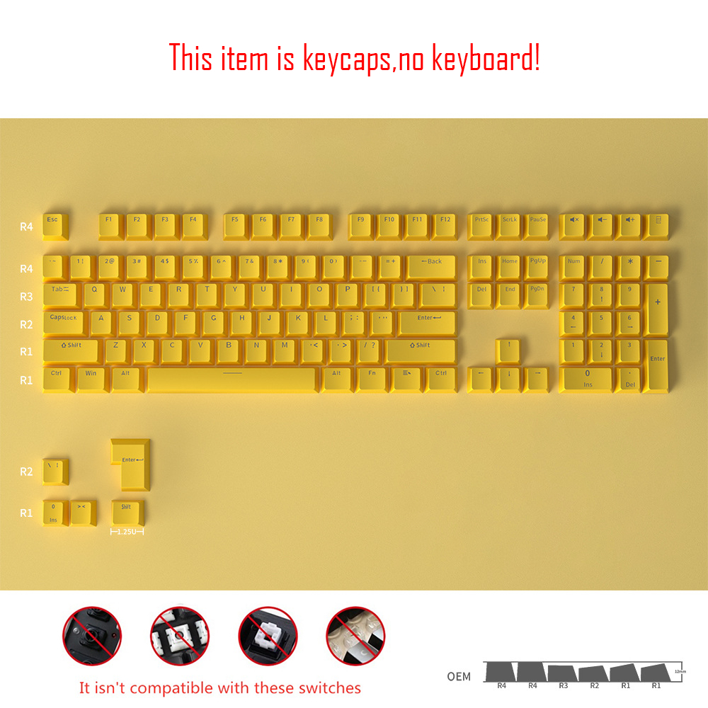 FEKER ABS Keycaps 113 Keys OEM Profile Backlight for RK61 RK71 61/87 ...