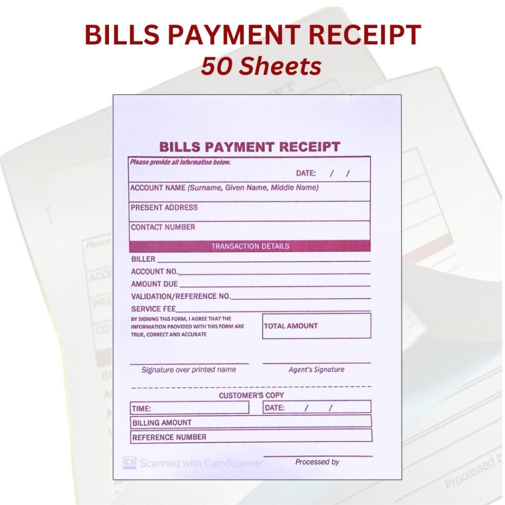 Bills Payment Receipt (50 Sheets) | Shopee Philippines