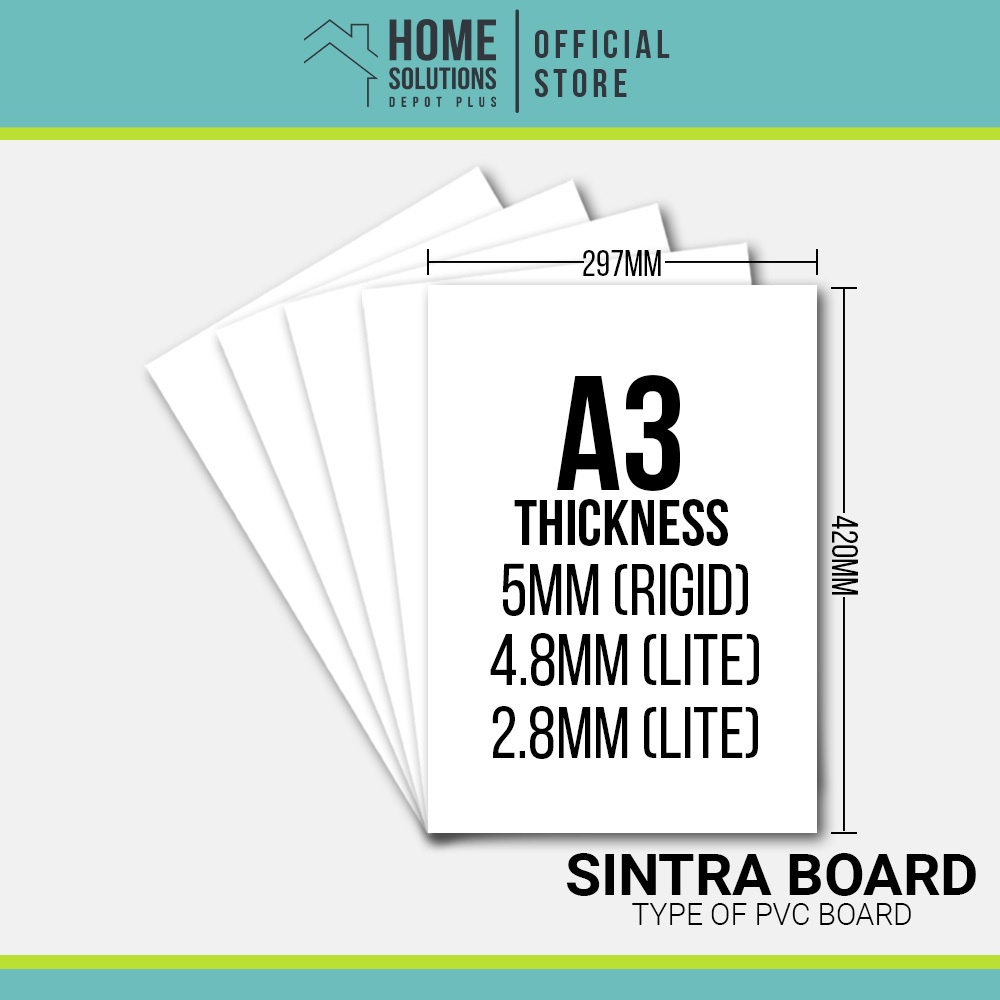 Sintra Board (PVC BOARD) (A3) 5's #2.8mm/4.8mm/5.0mm x 297mm x420mm -5 ...