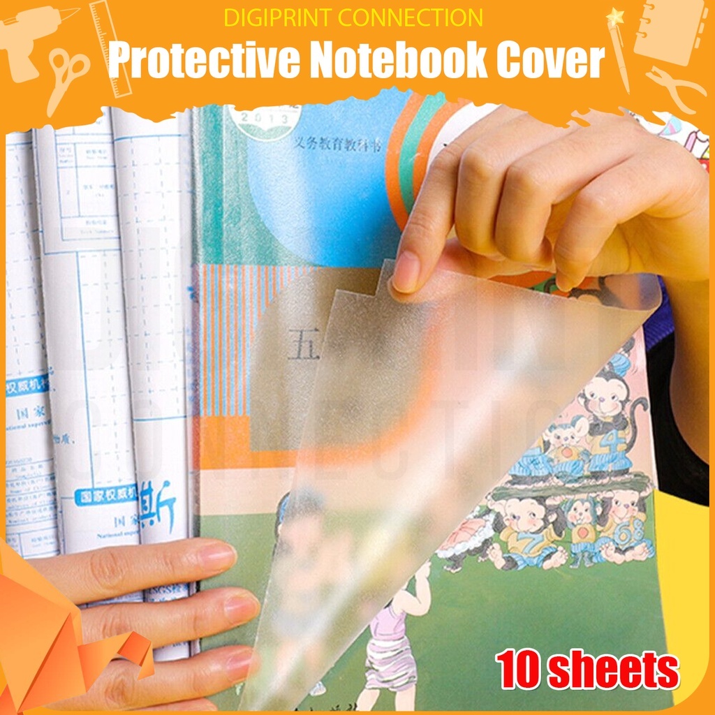 10 Sheets Self-Adhesive Book Cover Transparent Protective Cover ...