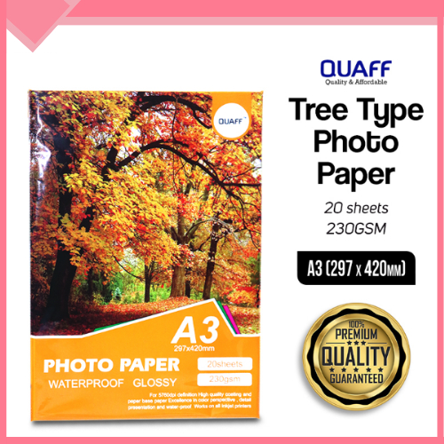 QUAFF Tree Type Glossy Photo Paper 230Gsm A3 Size 20 Sheets Pack ...