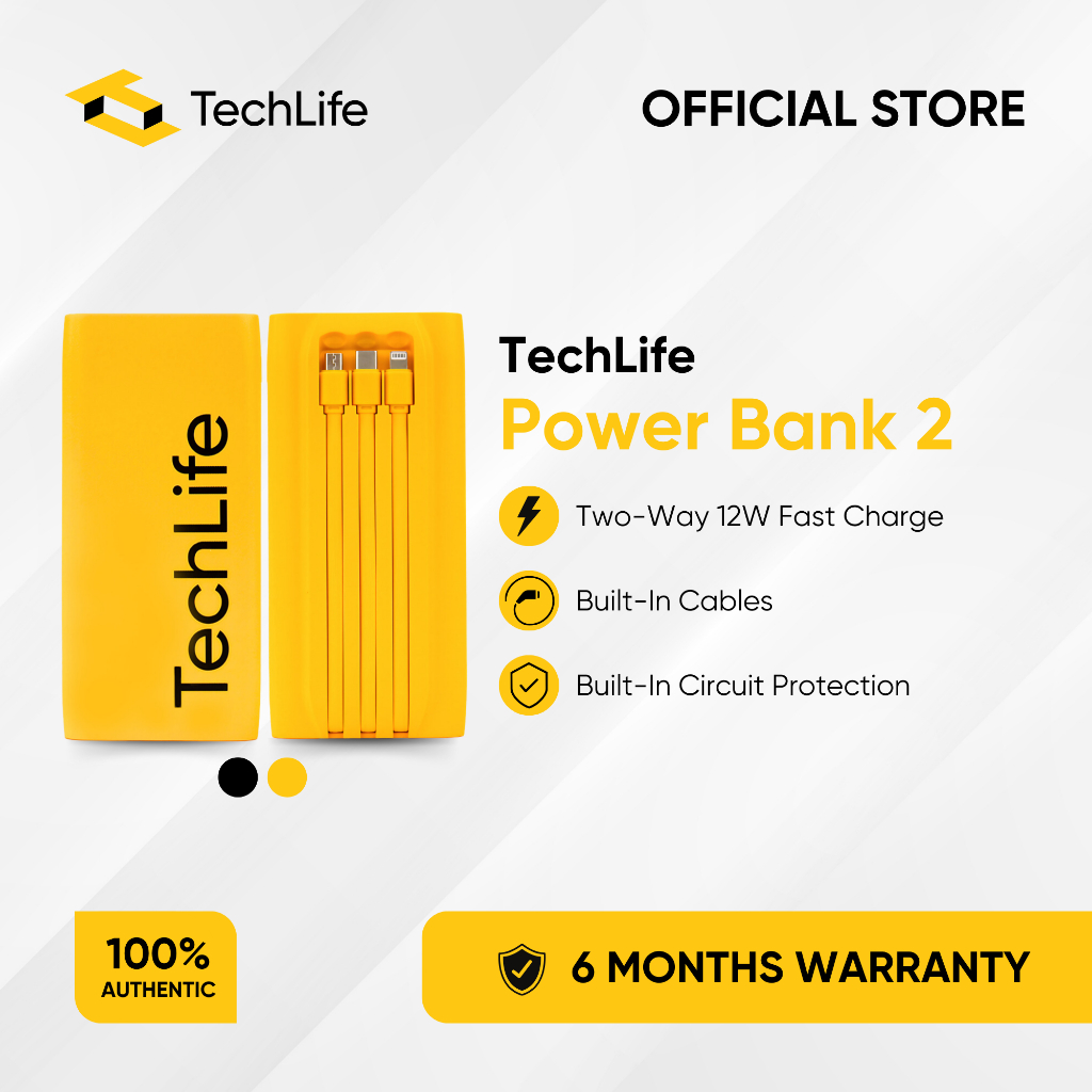 TechLife Power Bank 2 10000mAh | Type-C / Micro-USB | Two-Way 12W Fast ...