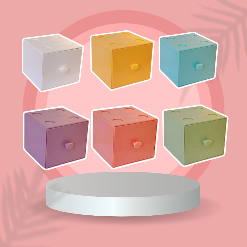 Mini Storage Cube Box Drawer Type Stackable Plastic Desktop Square ...