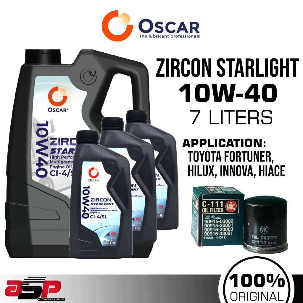 Oscar Zircon Starlight 10W40 Diesel Oil 7 Liters Bundle for Toyota ...