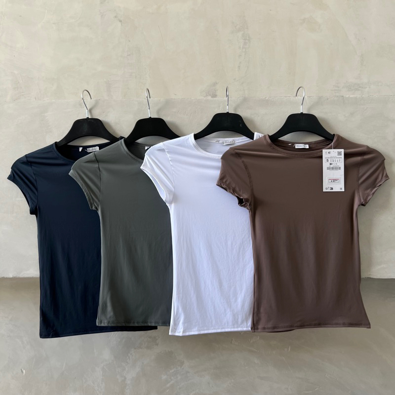 Z*RA Polyamide Basic Full Body Hugging Tshirt | Authentic Overruns ...