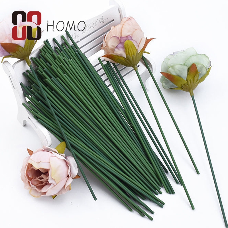 【50pcs】Flower Diameter Green Material Diy Flower Pole Green Wire ...