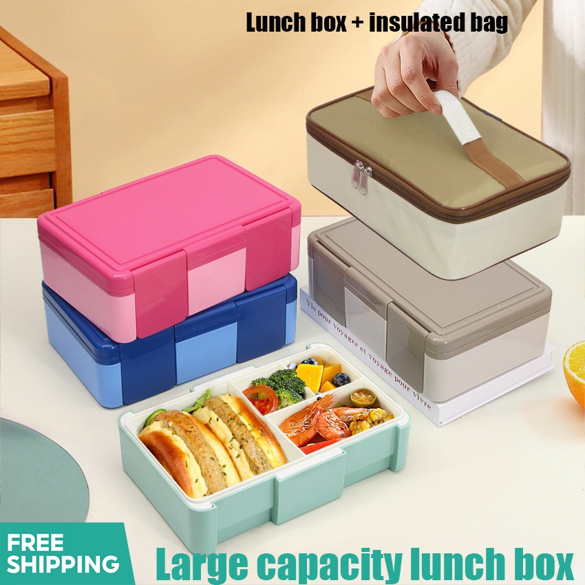 Portable compartmentalized lunch box Student office staff Plastic bento ...