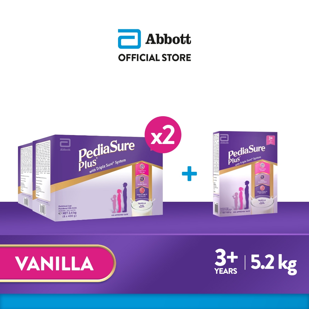 Pediasure Plus 3+ Vanilla 2.4kg Bundle of 2 + 400g Milk for Kids Above 3 Years Old (4.8kg + 400g ...