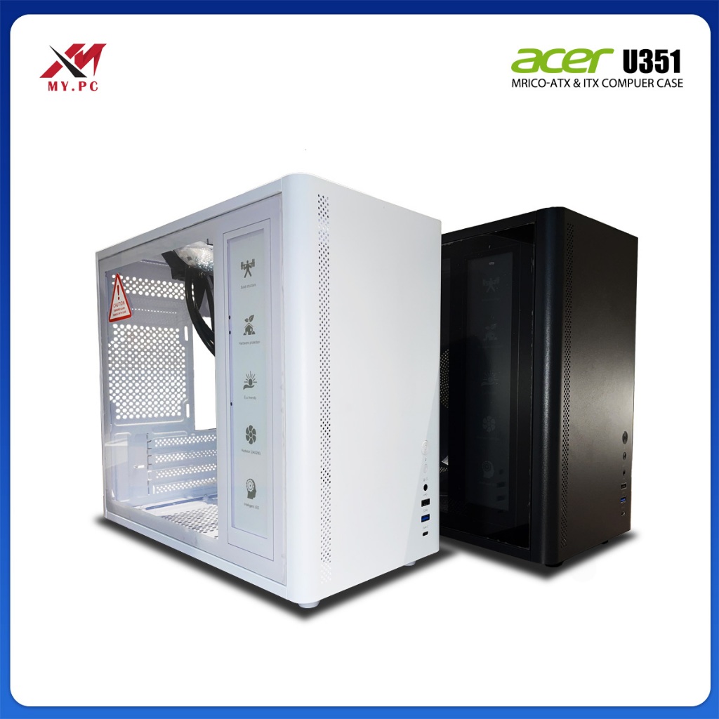 MY.PC acer U351 Tempered Glass Micro-ATX/ITX Gaming computer Case black ...