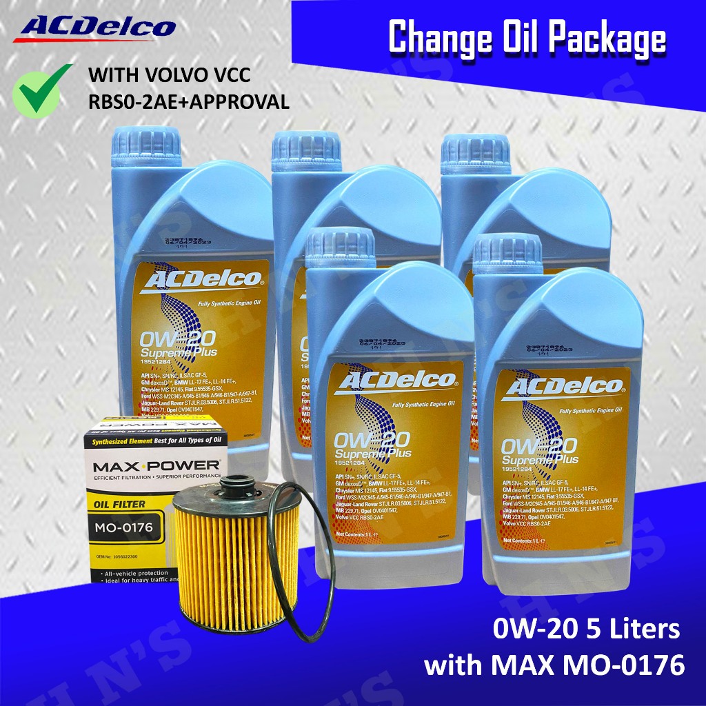ACDelco 0W-20 Supreme Plus ( Dexos D ) Oil Change Bundle for Geely ...