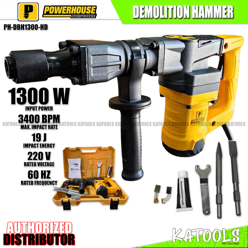 POWERHOUSE Chipping Gun / Demolition Hammer 1300W Unleash Maximum Force ...