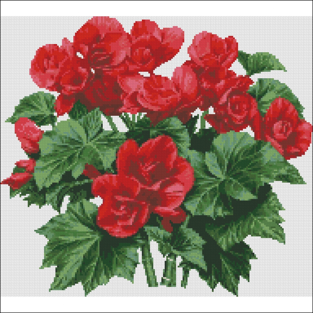 Begonia DIY Cross Stitch Complete Set Needlework Counted Embroidery Kit ...