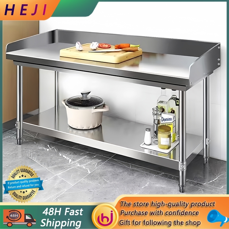 2-layer table 304 stainless steel workbench in home thickening table ...