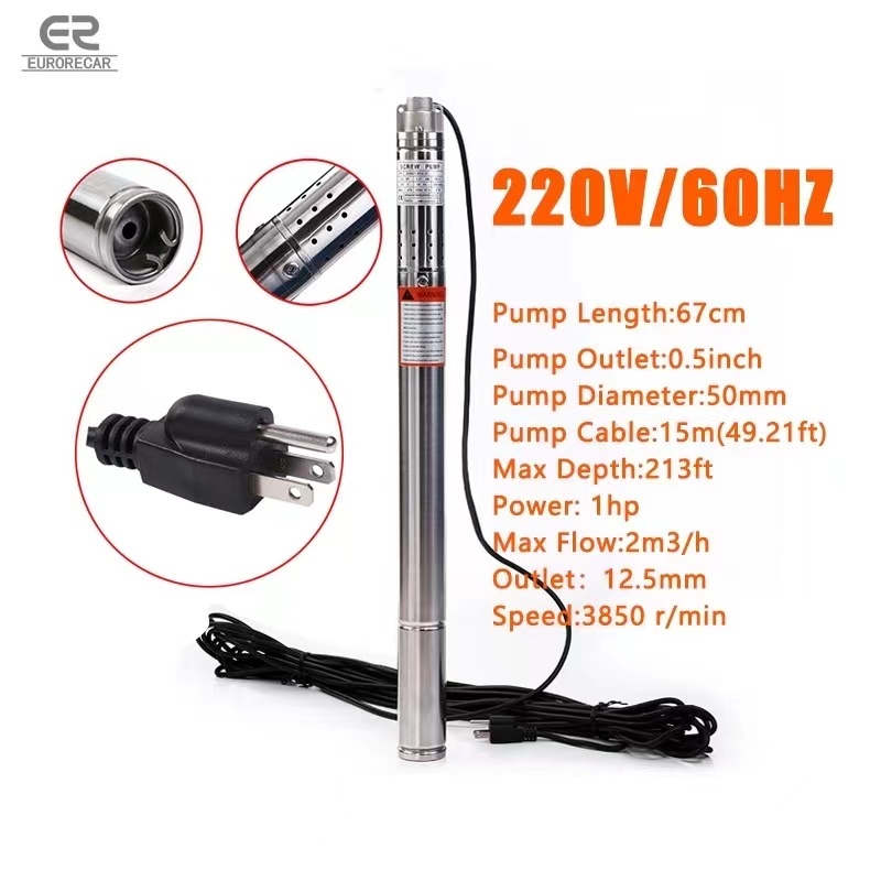 New 2Inch Submersible Pump 0.5HP Water Pump Deep Well 220V 60Hz 180ft ...