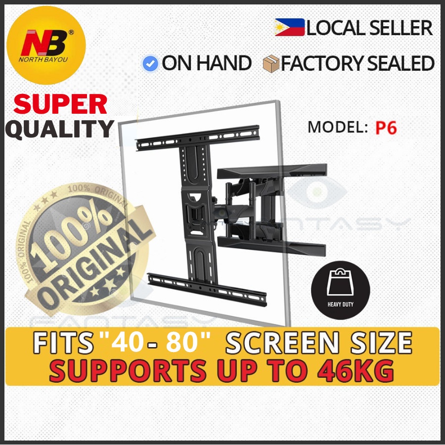 NORTH BAYOU NB P6 E200 Deluxe TV Wall Mount for 40"-80" TVs 45.5kg Capacity Ultra-Slim Design ...