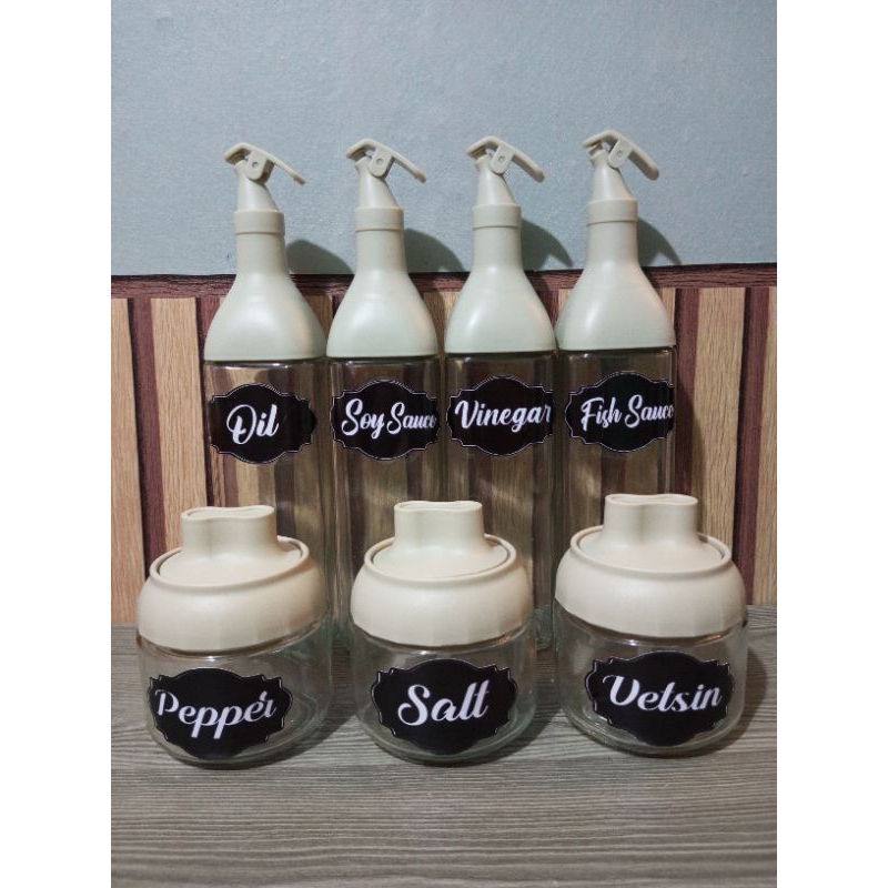 7pcs Condiments Bottle and Seasoning Jar Set Kitchen Organizer | Shopee ...