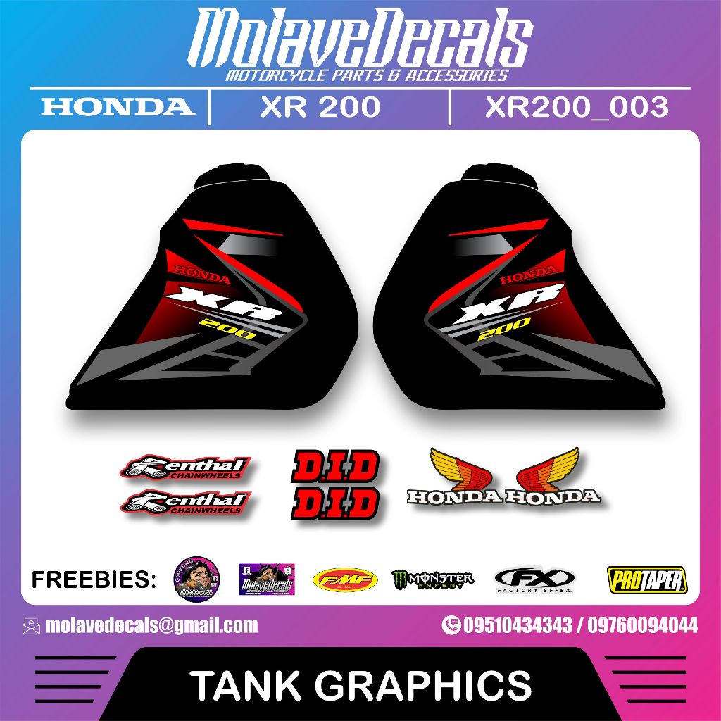 HONDA XR 200 STOCK TANK DECALS | XR200_003 | Shopee Philippines
