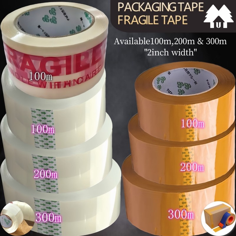 4.8cm Width(Clear & Brown) PACKING/PACKAGING TAPE 300m & 100m / FRAGILE ...
