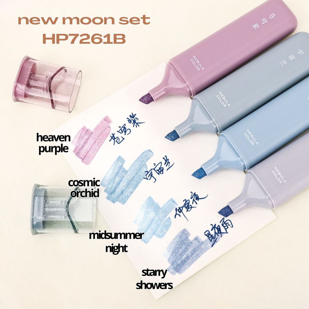 Nebula Series Wide Body Fluorescent Glitter Sparkling Highlighter Pens ...