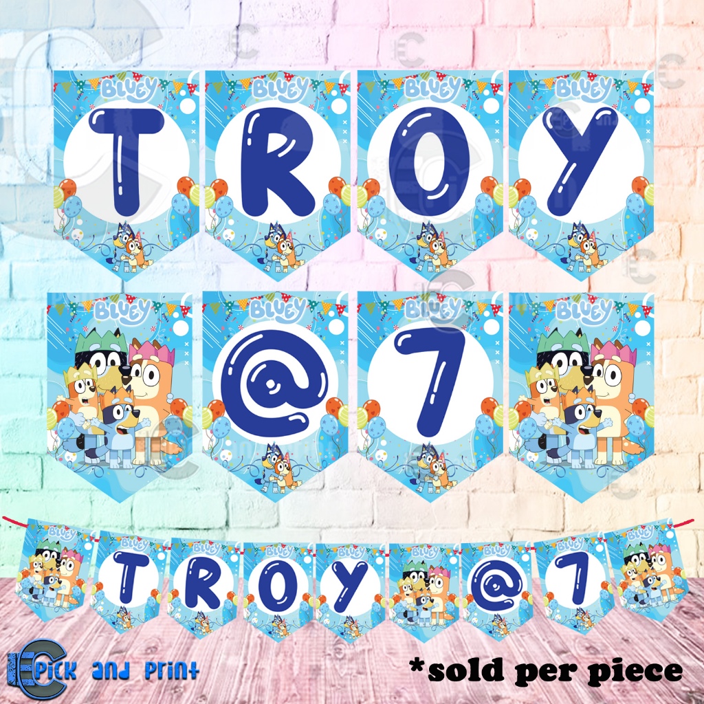 Personalized Blue Dog Theme Name Flag Banner Banderitas for DIY Party ...