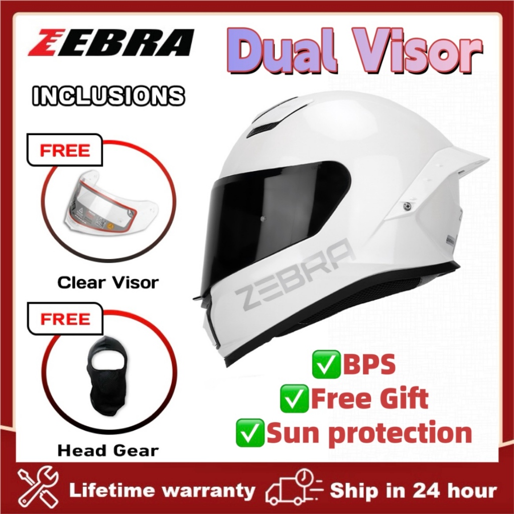 ZEBRA Full Face Helmet Motorcycle Helmet For Man And Woman Single Visor ...