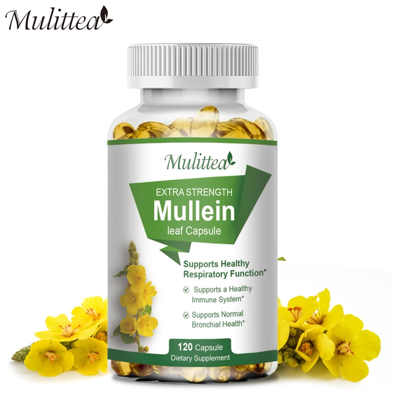 Mulittea Natural Mullein Leaf Capsules Herbal Supplement Lung Cleanse ...