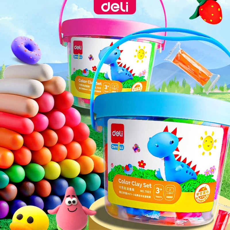 Deli 12Pcs Color Clay Toy Set DIY Lightweight Clay Children Toy Gift ...