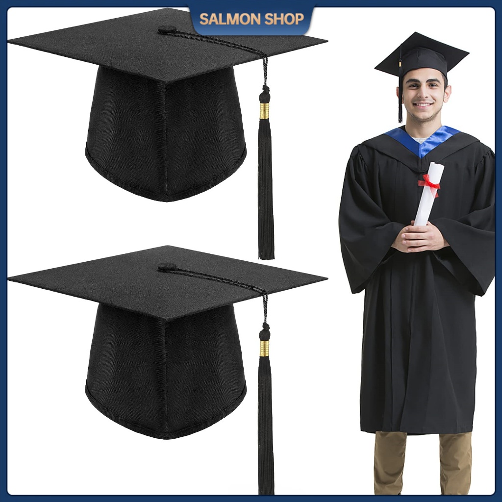 Black Toga Cap Graduation Cap With Tassel Adjustable Mortar Board For ...
