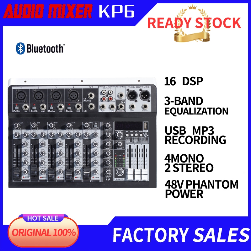 Aibedo KP6 Channel Professional Audio Mixer Bluetooth DSP USB Mini Audio Interface | Shopee ...